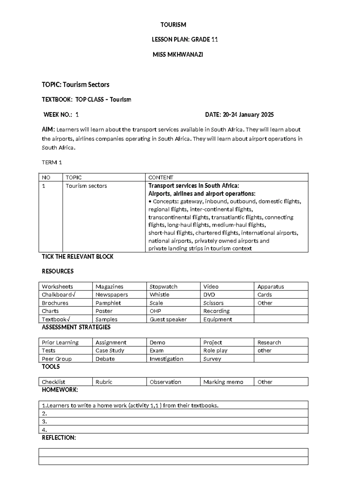 2025 Grade 11 KZN Tourism ATP Overview (Final Exam) - Studocu