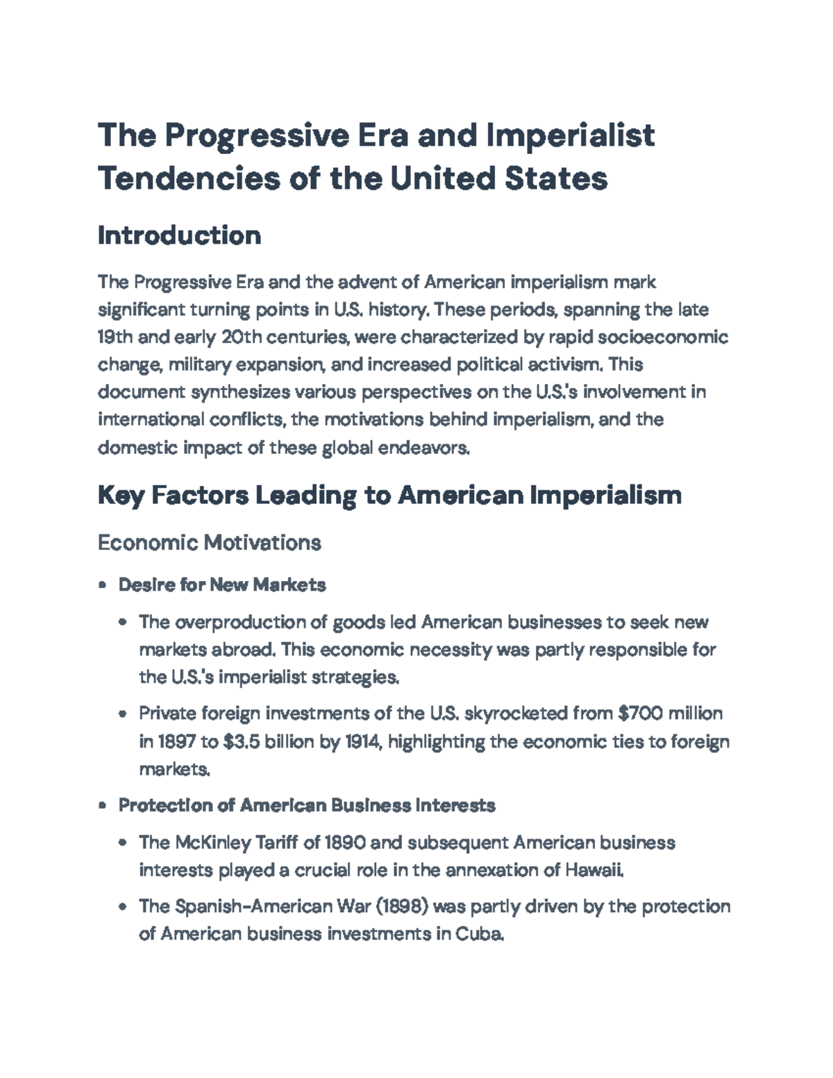 HIST 201: The Progressive Era & U.S. Imperialism: Events & Impacts ...