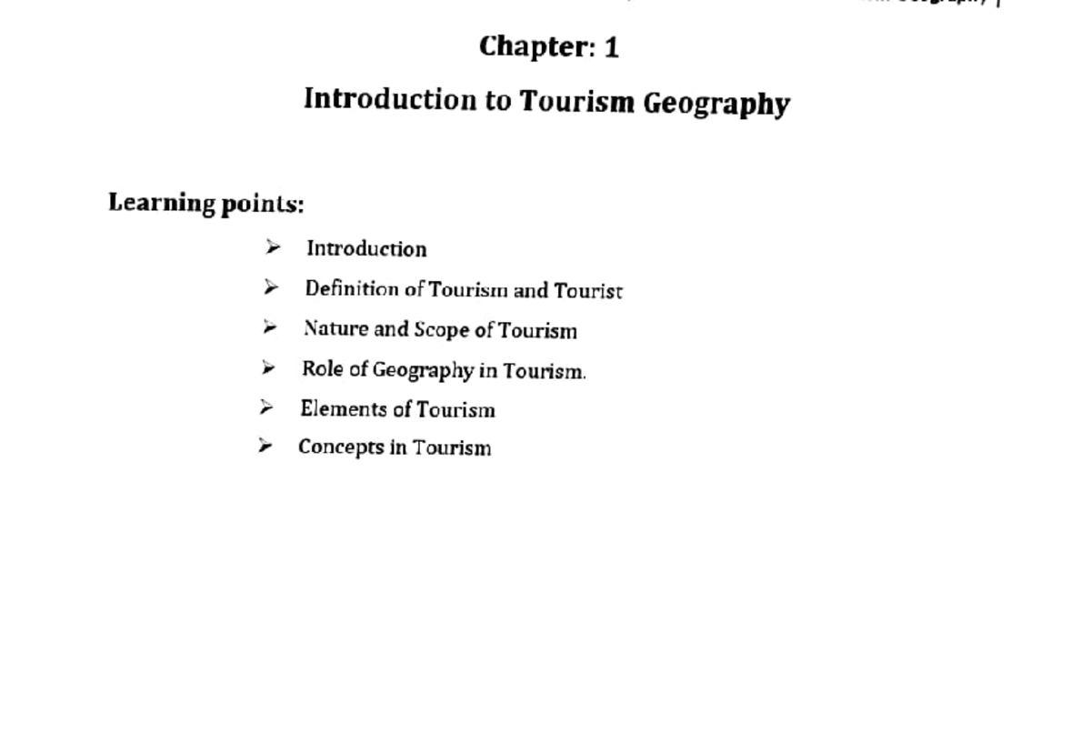 Tourism geography - Chapter: 1 Introduction to Tourism Geography ...
