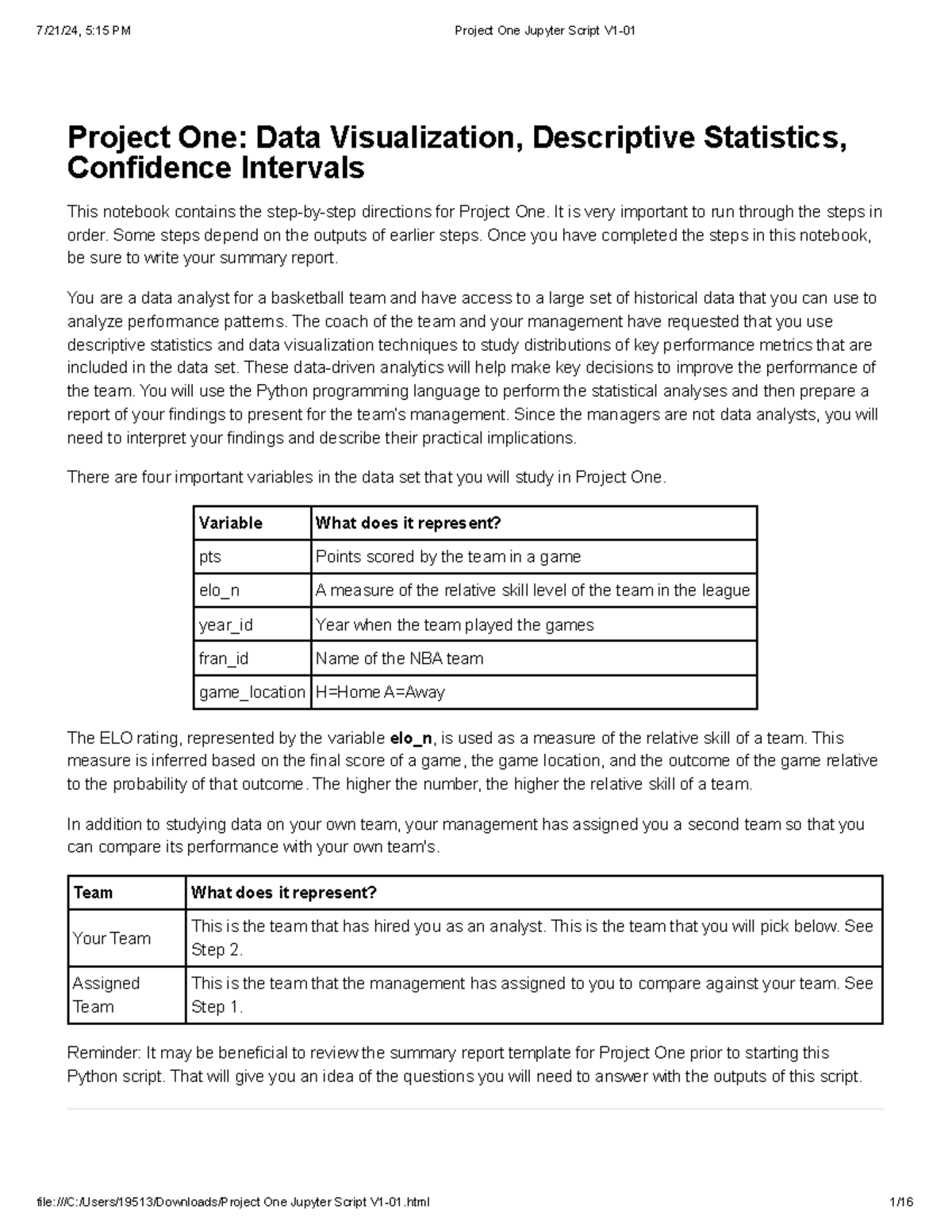 Project 1: Data Viz & Descriptive Stats for NBA Teams (Jupyter) - Studocu