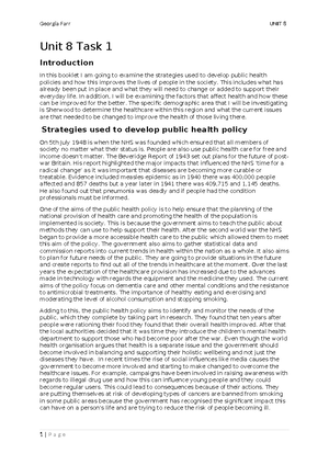 Unit 8 public health task 1 - Unit 8: Public health. What is public ...