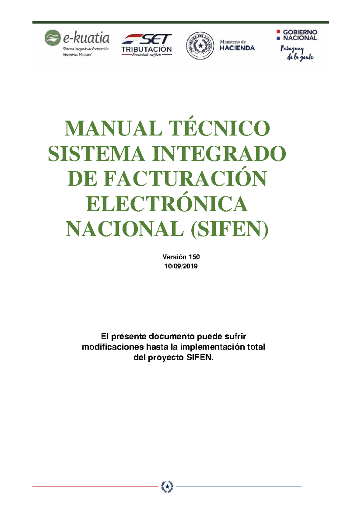 Manual Técnico SIFEN v150: Requisitos y Procedimientos de Facturación ...