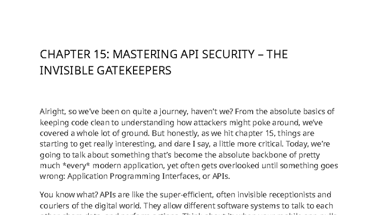 Secure Coding Chapter 15 Review - CHAPTER 15: MASTERING API SECURITY ...