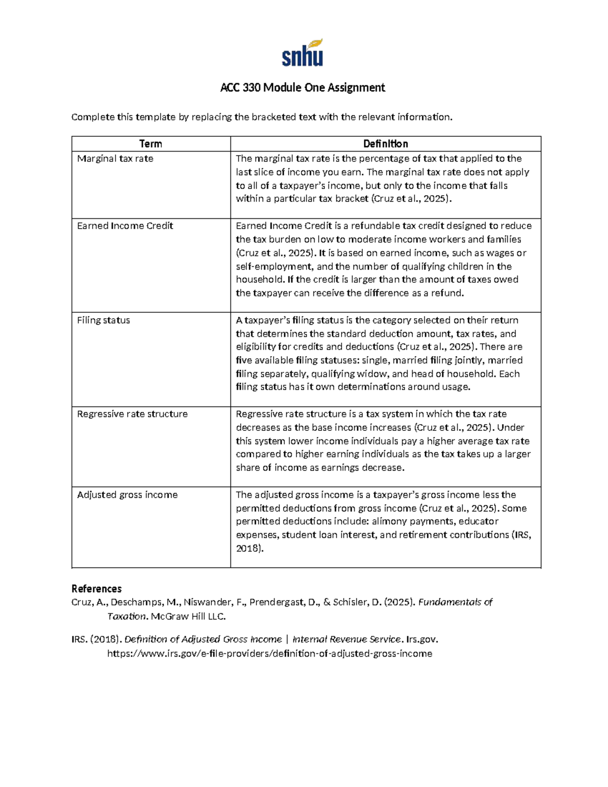 ACC 330 Module 1 Tax Concepts and Definitions Overview - Studocu