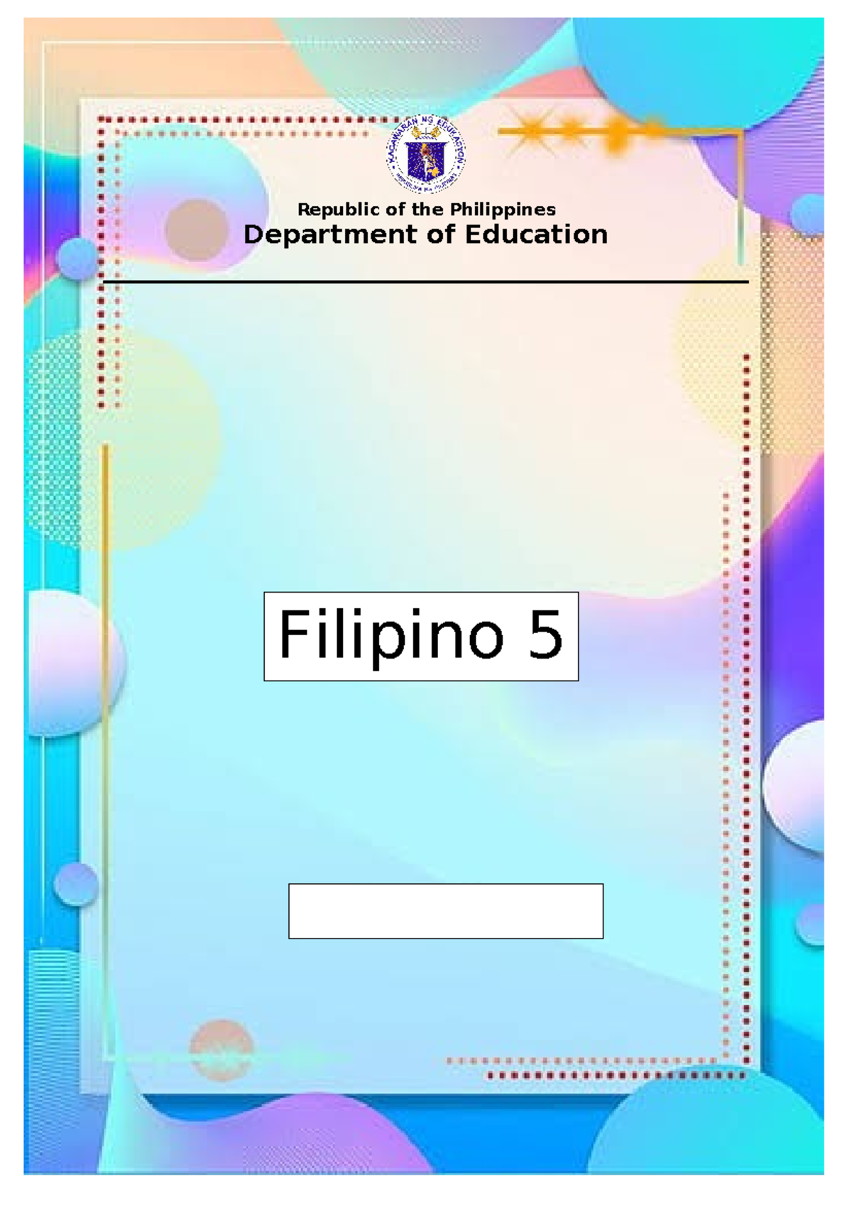Folder Cover - example - BSED Filipino - Republic of the Philippines ...