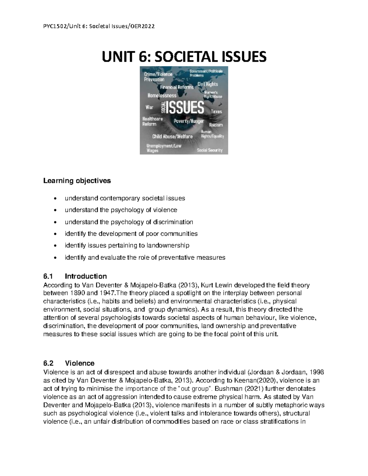 Unit 6 Societal Issues - studies - UNIT 6: SOCIETAL ISSUES Learning ...