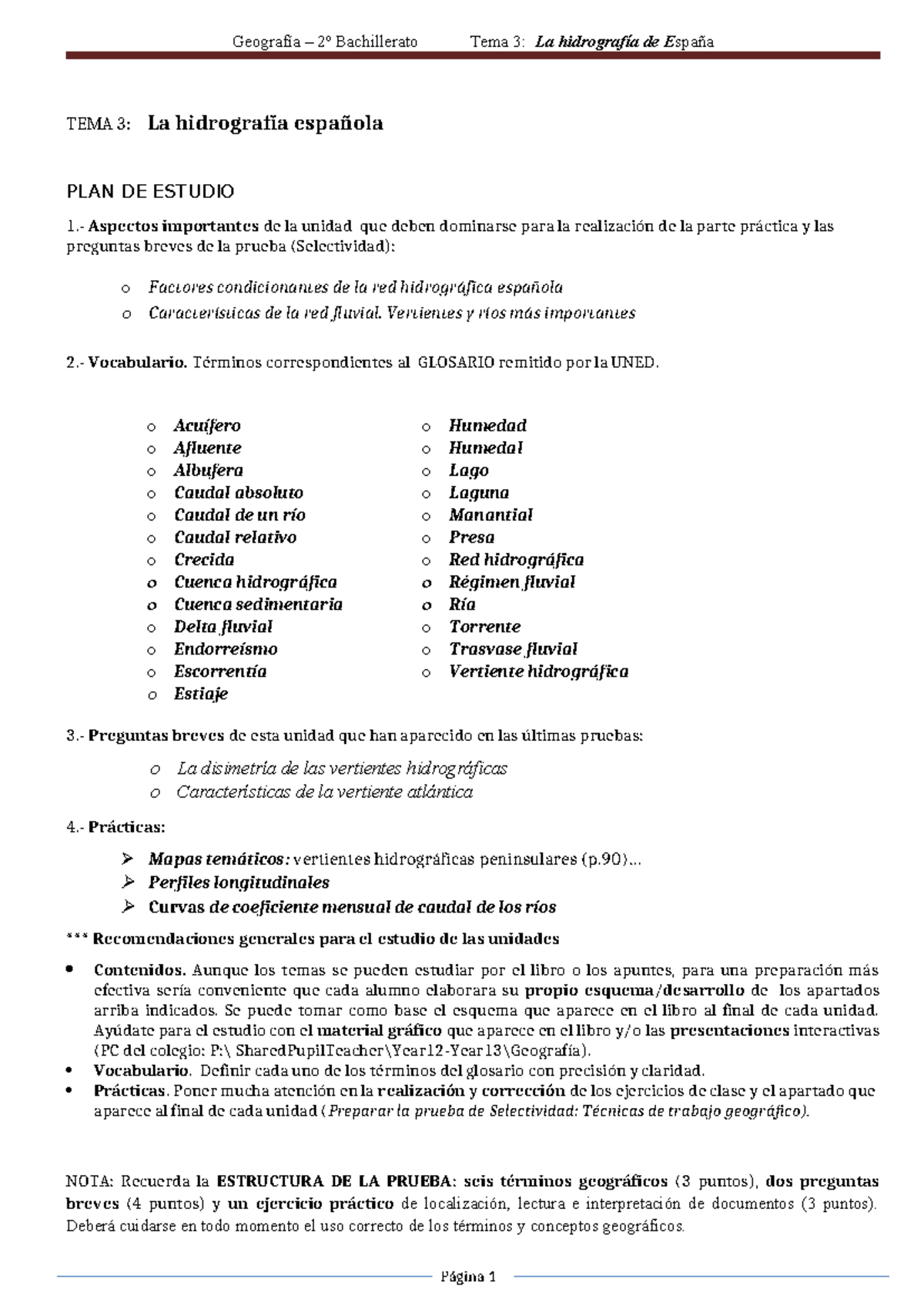Apuntes Tema 3 - KNKN - TEMA 3: La hidrografía española PLAN DE ESTUDIO ...