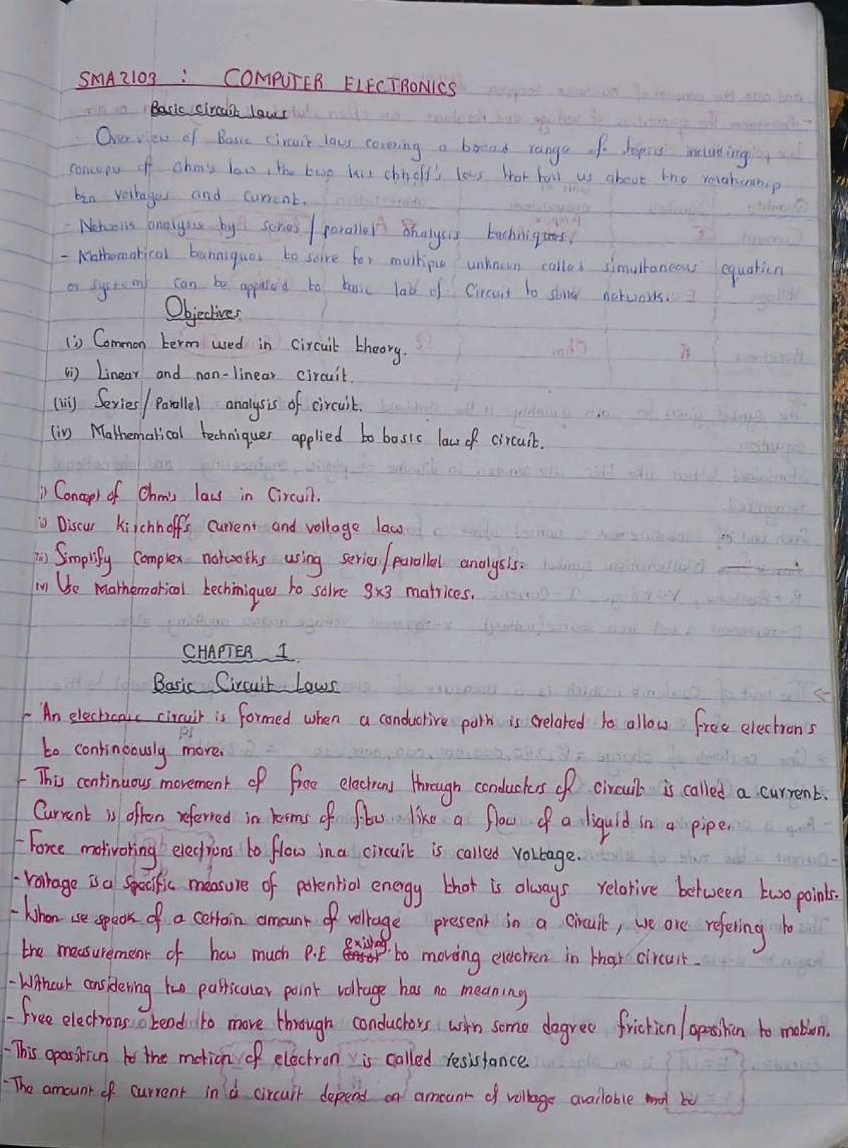 SMA2103: Overview of Basic Circuit Laws and Analysis Techniques - Studocu