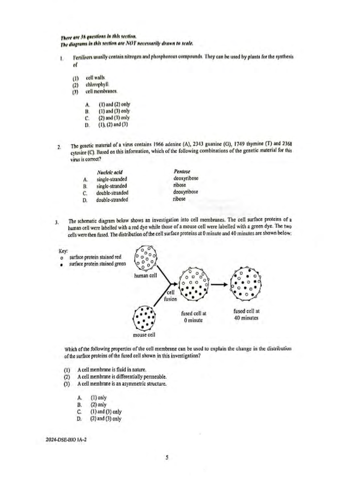 DSE 生物 Biology 2024 歷屆試題 Paper 1 解析與解答 - Studocu