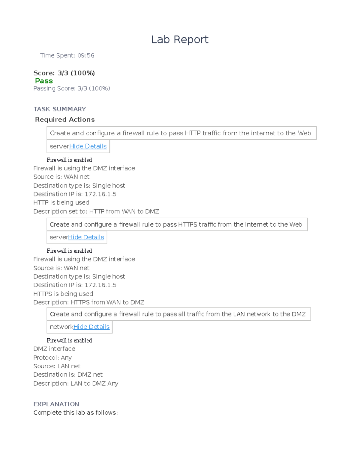 10 - Lab Report: Configuring Firewall Rules for HTTP/HTTPS Traffic - Studocu