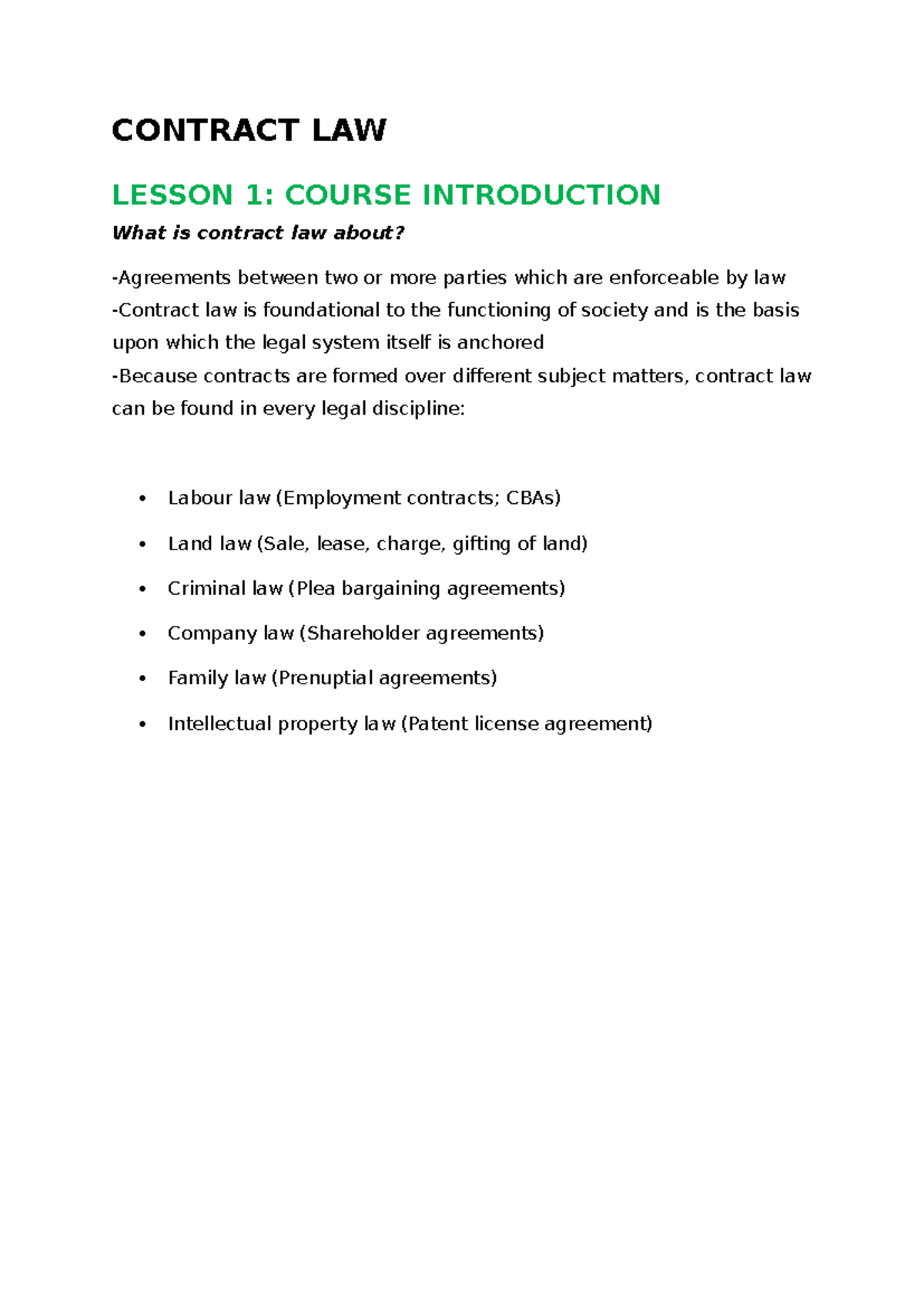 Contract Law Lesson 1 & 2: Essential Concepts & Theories (LAW 101 ...