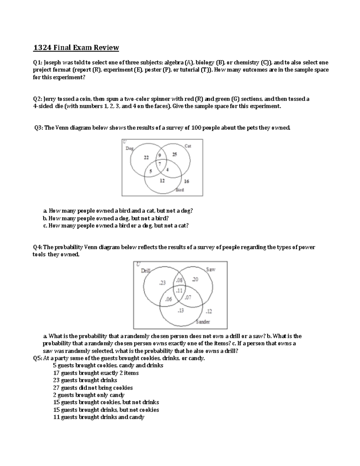 1324 Final Exam Study Guide: Key Concepts and Sample Problems - Studocu