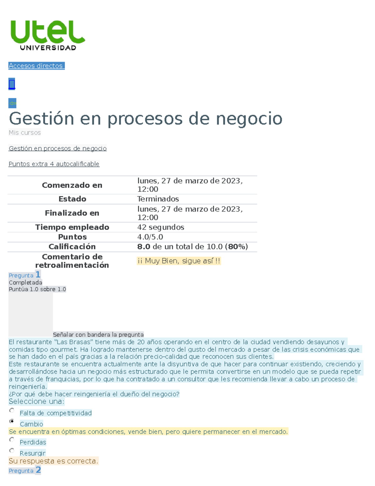 Gestion en procesos de negocio autocalificable 4 - Accesos directos Gestión en procesos de - Studocu