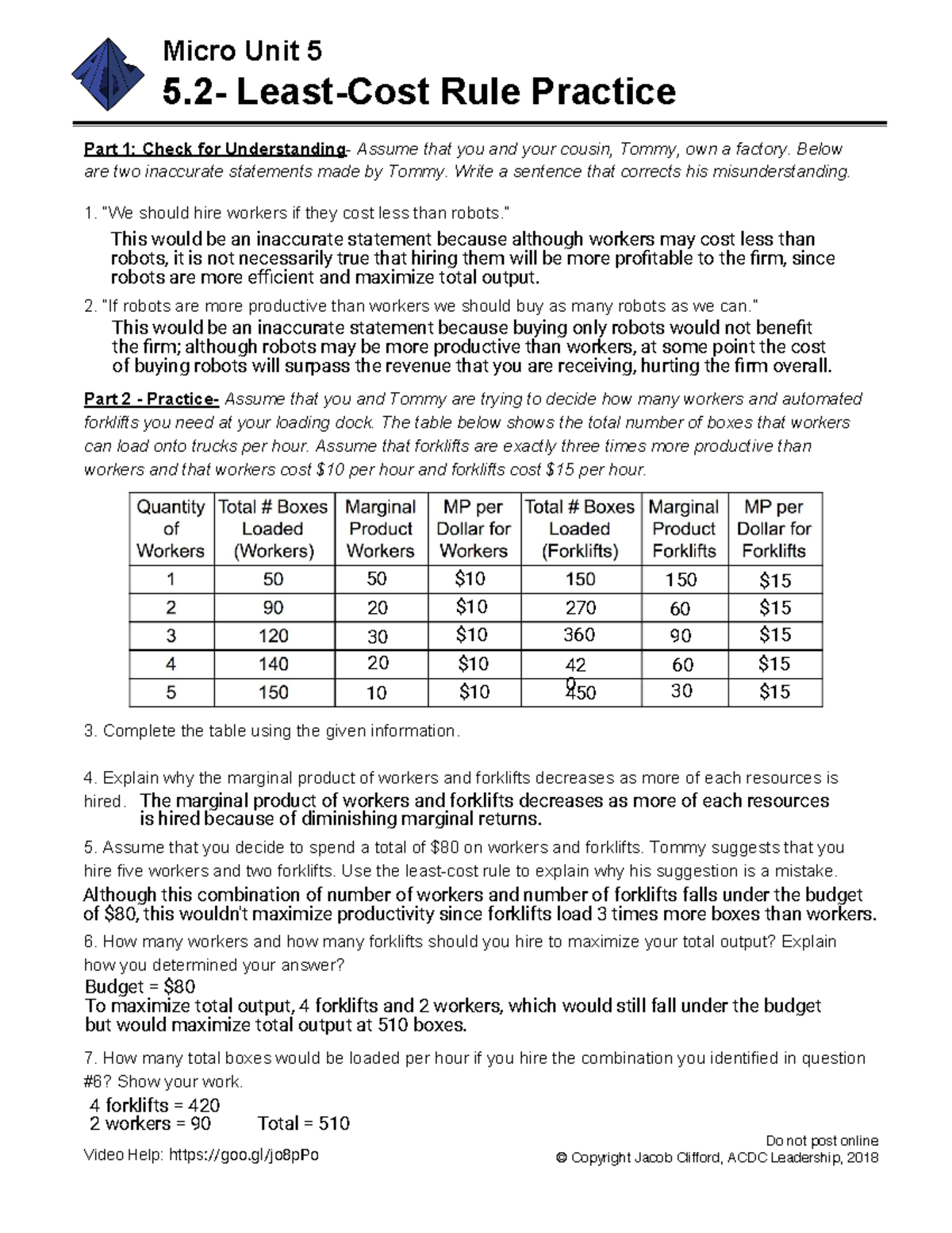 Micro 5.2 - Least-Cost Rule Practice & Understanding Questions - Studocu
