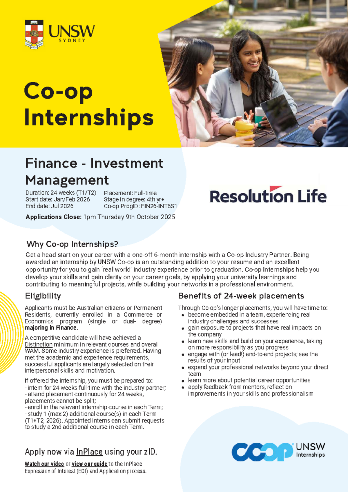 Fin26-Int6S1: 24-Week Finance Internship Opportunity at UNSW - Studocu