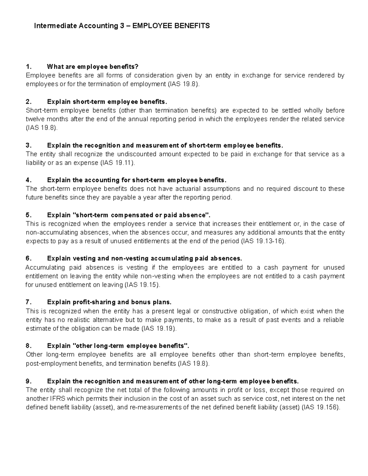 Intermediate Accounting 3: Module 1 Activity on Employee Benefits - Studocu