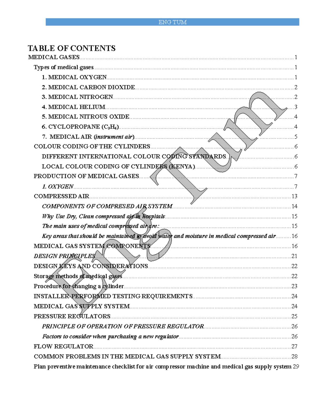 Medical Gases & Vacuum System Notes - Diploma Course 2.1 - Studocu