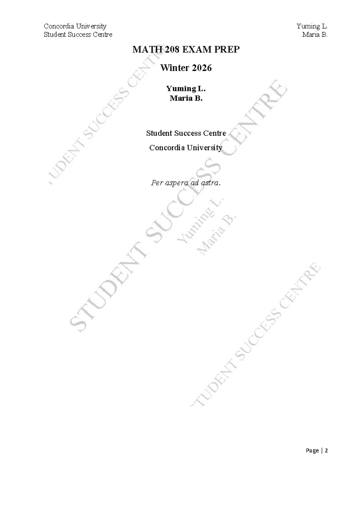 MATH 208 Winter 2026 Exam Prep: Quadratic & Exponential Equations - Studocu