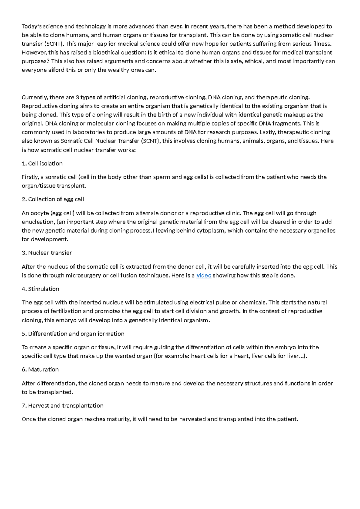 Bioethical Implications of Cloning in Medicine - Study Notes for Bio ...