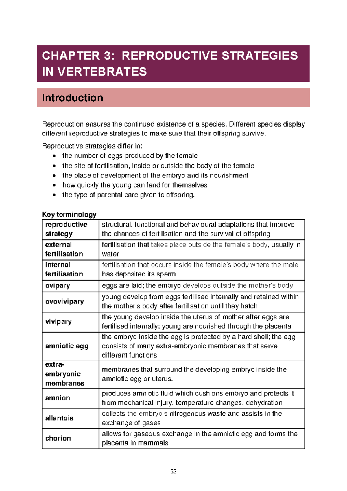 CHAPTER 3: REPRODUCTIVE STRATEGIES IN VERTEBRATES - Studocu