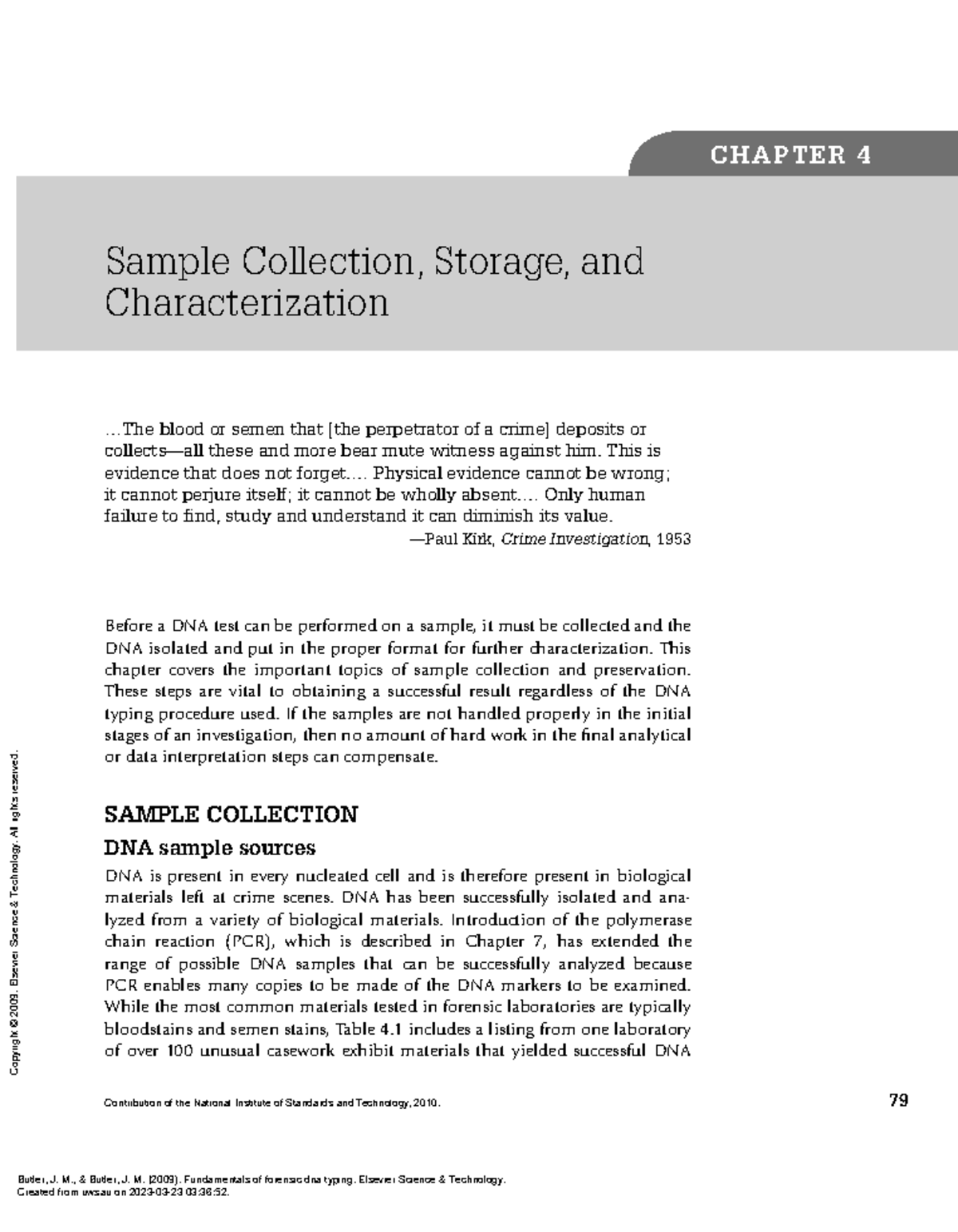 Fundamentals of Forensic DNA Typing - Chapter 4: Sample Collection ...