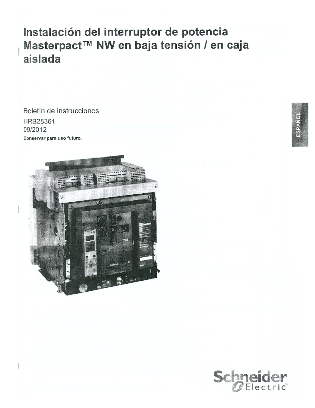 Instalación del Interruptor Masterpact TM NW en Baja Tensión - HRB28361 ...