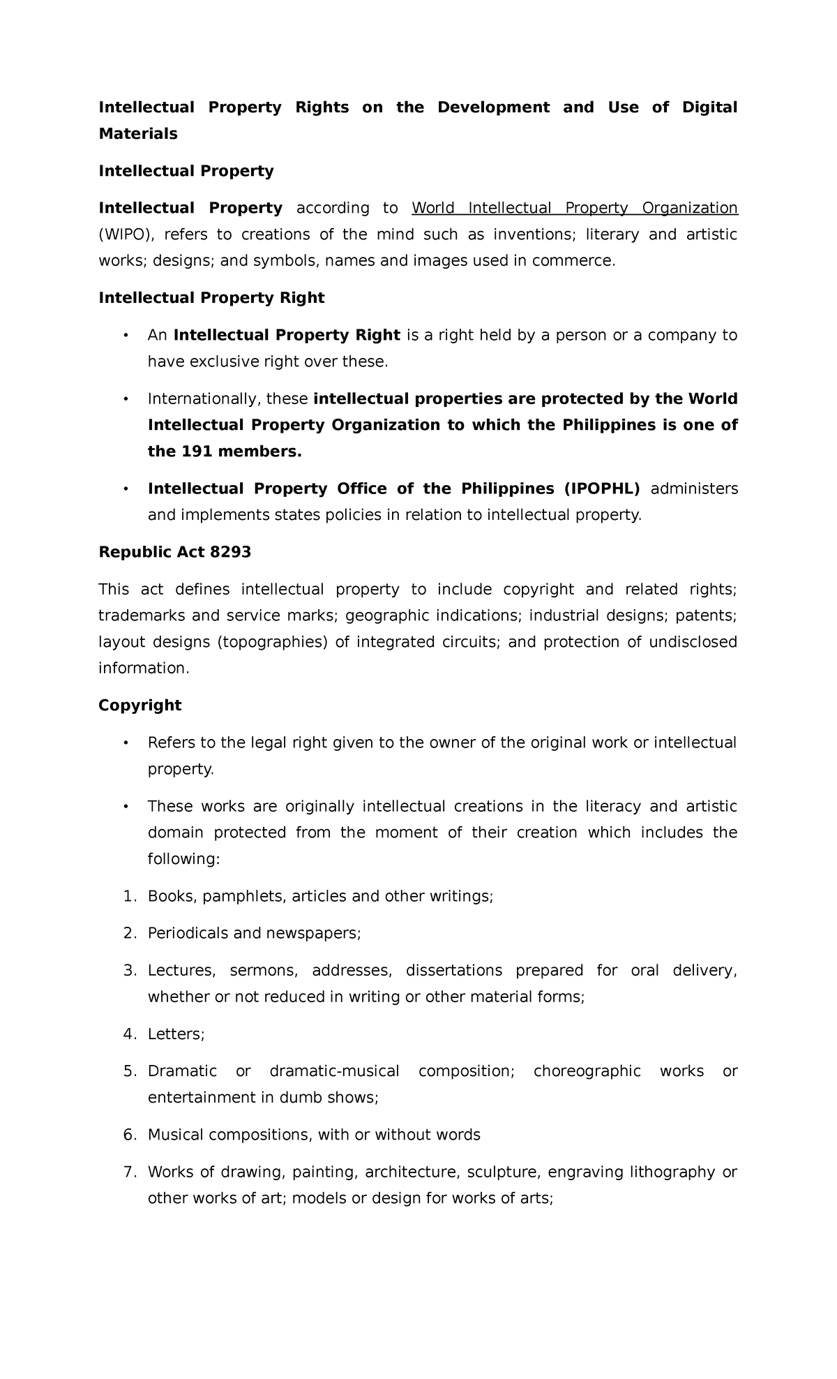 IPR and Copyright: Understanding Digital Materials and Rights Report ...