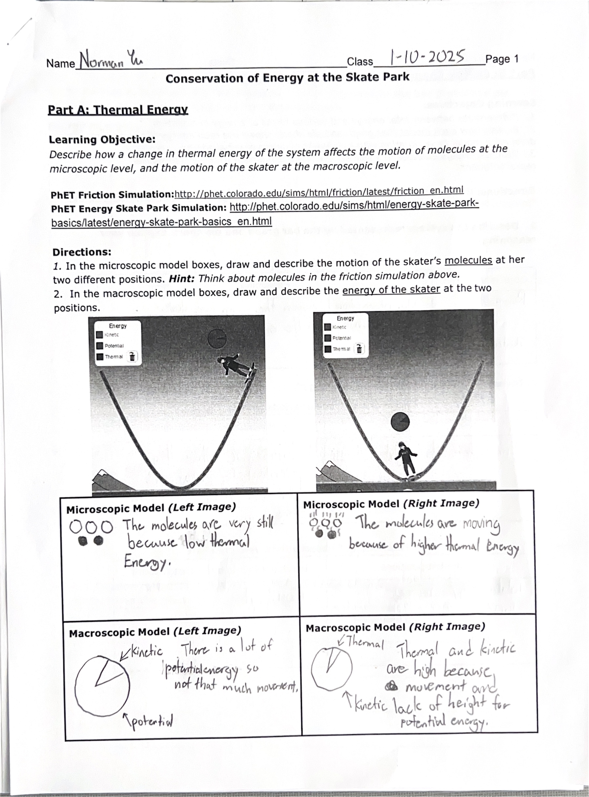 PHET Physics Lab: Conservation of Energy at the Skate Park - Mund - Studocu