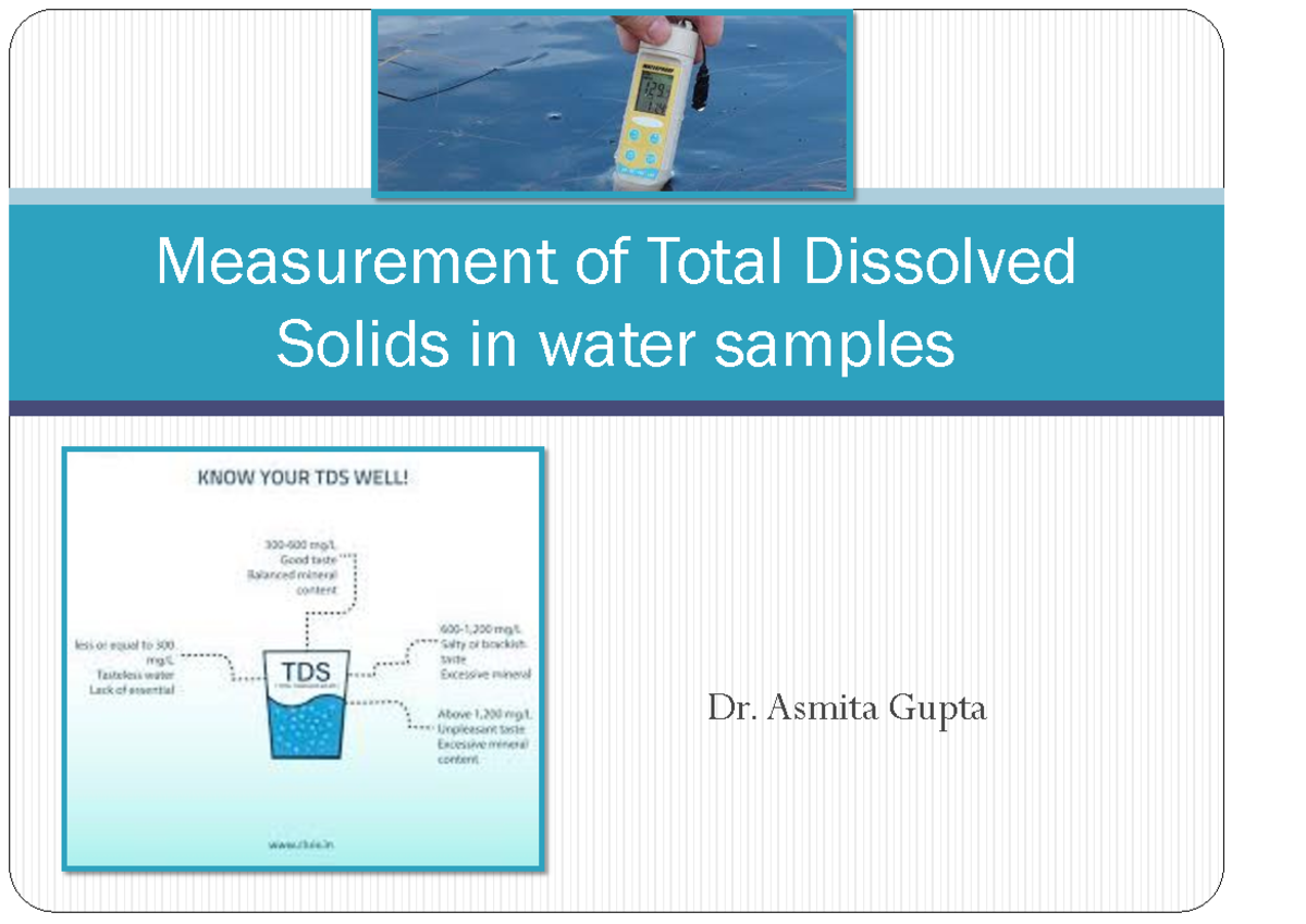 Measurement of Total Dissolved Solids (TDS) in Water Samples - Studocu