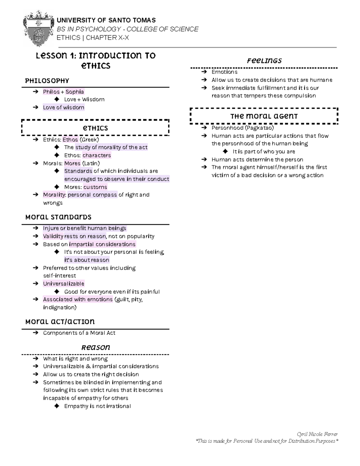 Ethics CHAP 1-5 Reviewer for BS in Psychology Course - Studocu