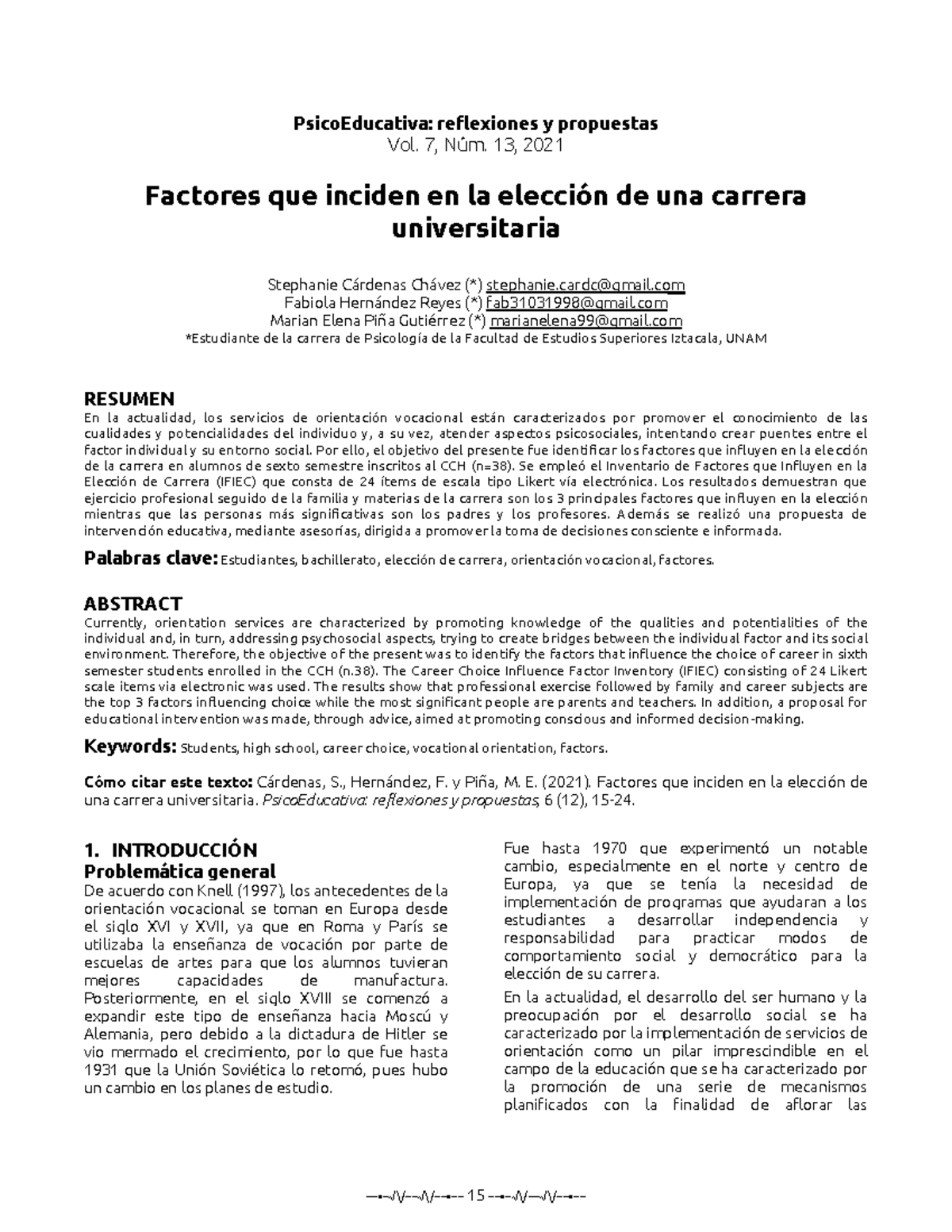 Factores que Influyen en la Elección de Carrera Universitaria - CCH 128 - Studocu