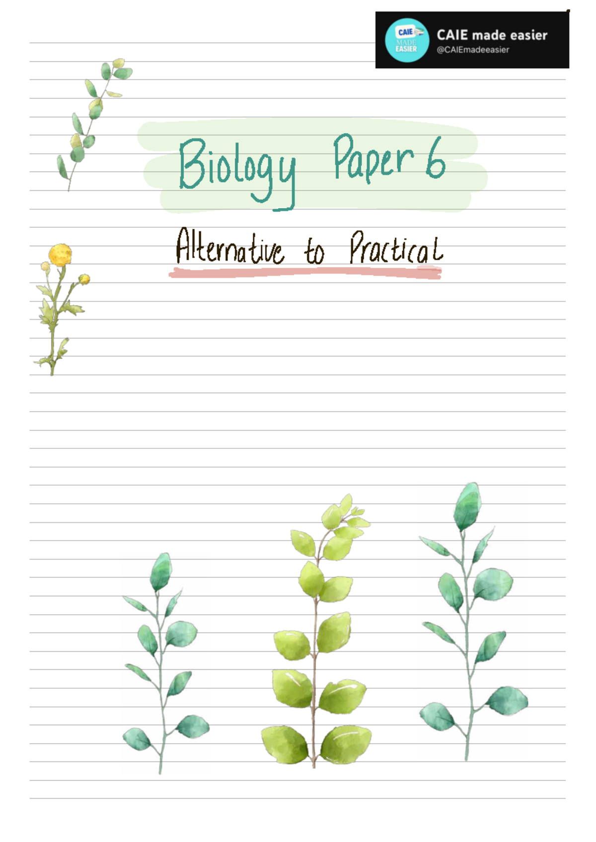 CAIE Biology Paper 6 Alternative to Practical Notes - Studocu