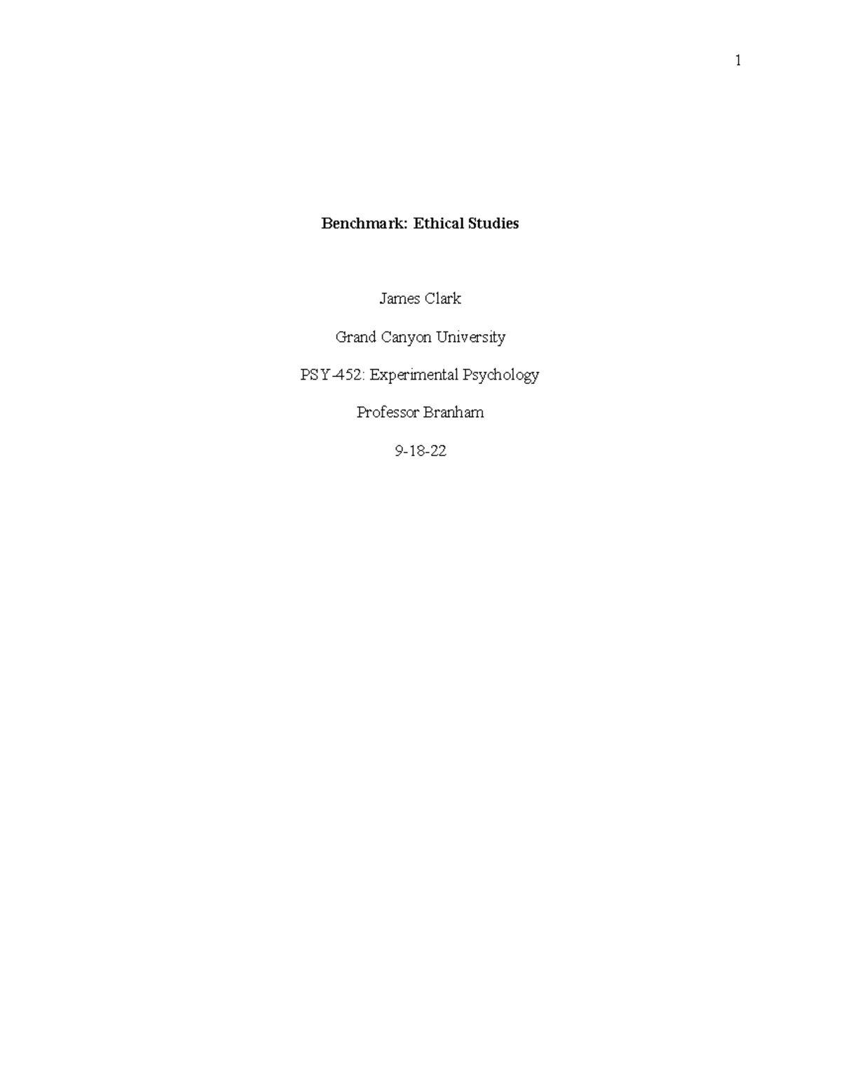 Benchmark, Ethical Studies - Benchmark: Ethical Studies James Clark ...