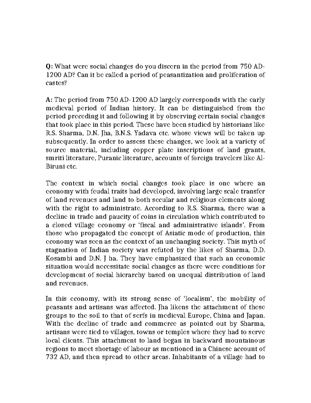 Social Changes in Early Medieval India (750-1200 AD): Peasantization ...
