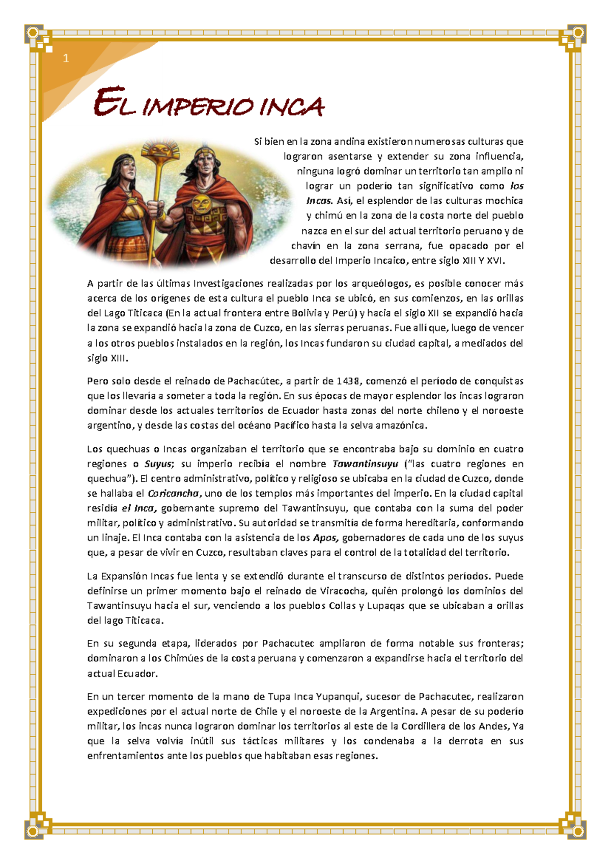 1 EL IMPERIO INCA: Historia y Organización Social del Tawantinsuyu ...