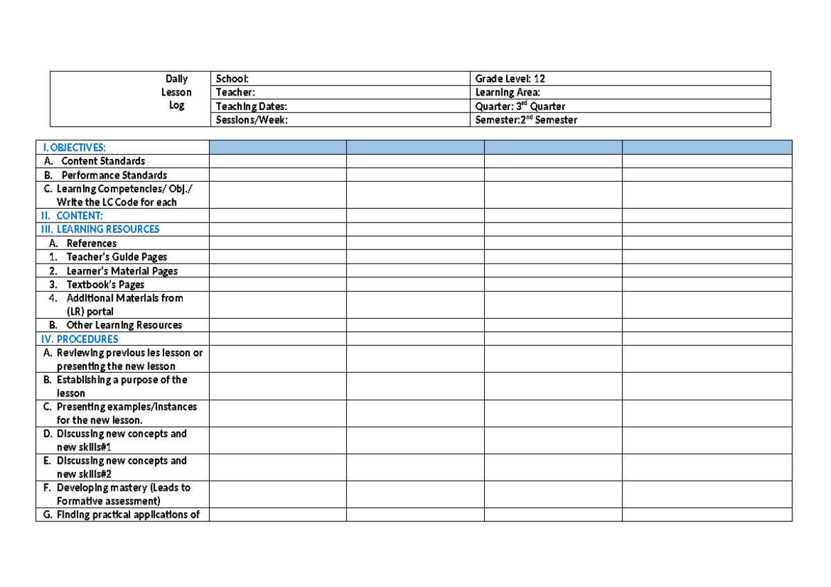Daily Lesson Log (DLL) for EAPP - 1st Semester Grade 12 - Studocu