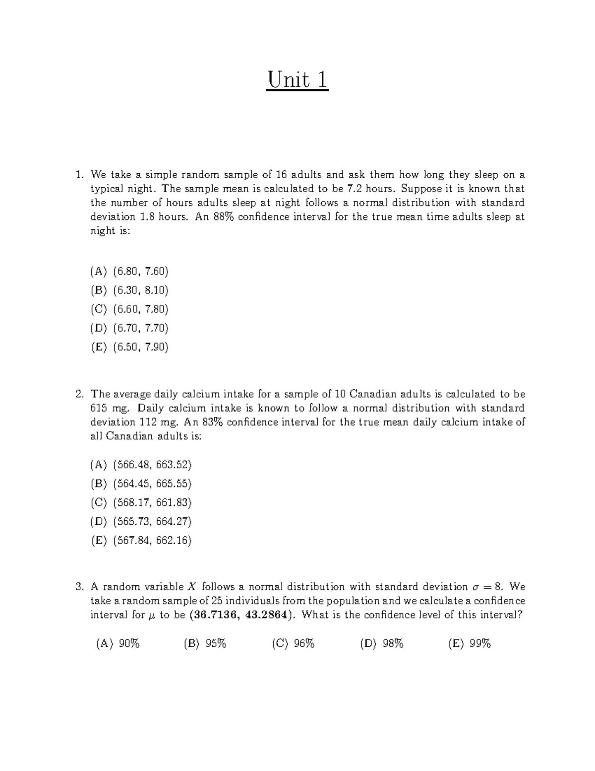 Unit 1 Multiple Choice Practice Questions - U1 - Studocu