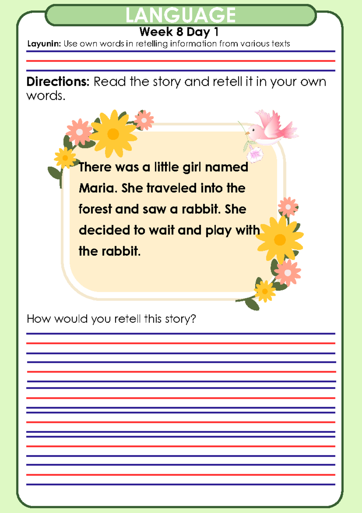 (English Version) Q2 Language Worksheet Week 8 - ####### Week 8 Day 1 ...