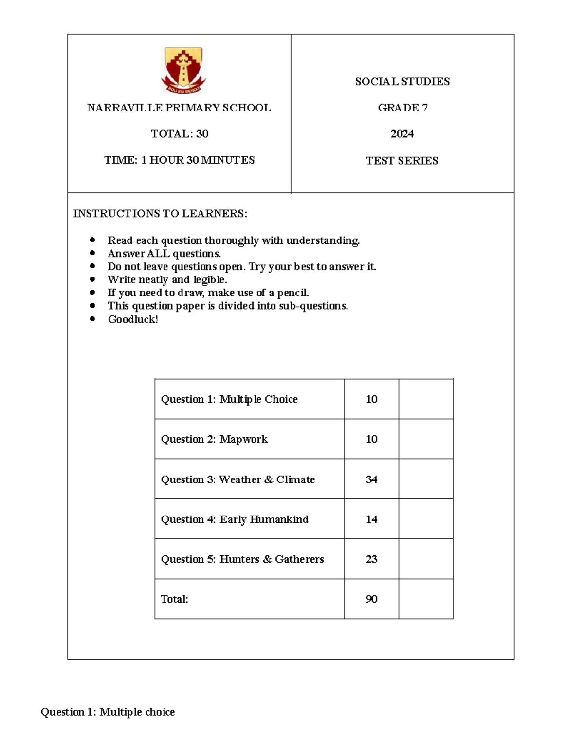 Social Studies Grade 7 Final Exam Prep Guide 2024 - Studocu