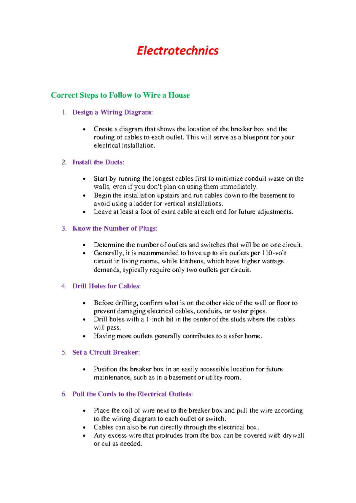 Types of Electrical Installation - Electrotechnics Correct Steps to ...