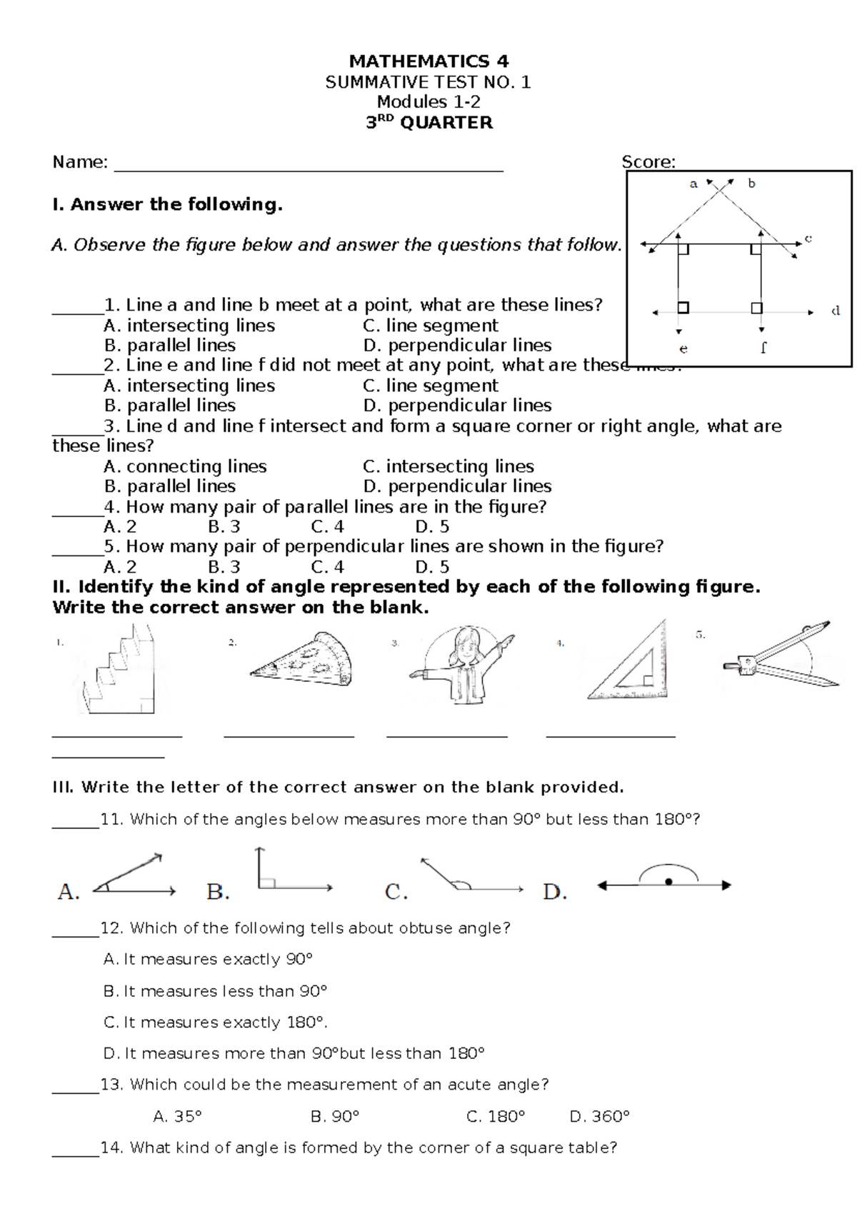 G4 SA1 MATH - summative - MATHEMATICS 4 SUMMATIVE TEST NO. 1 Modules 1 ...