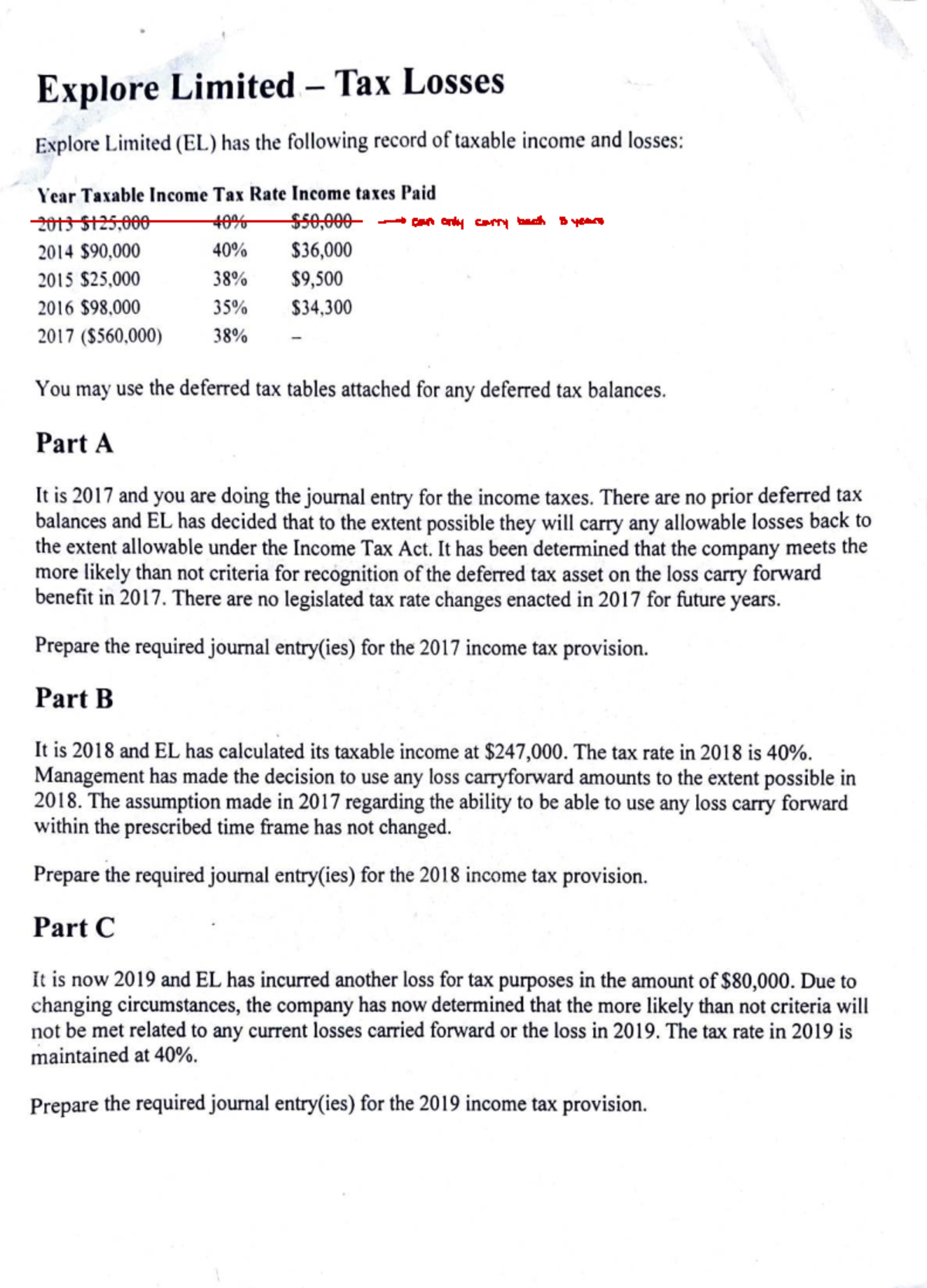 Nov 15 Examples for Chapter 18: Tax Losses and Journal Entries - Studocu