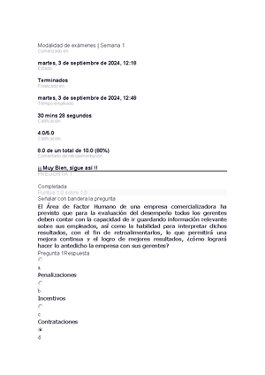 Modalidad de exámenes Sem 4 evaluacion de indicadores del desempeño - Evaluación e indicadores ...