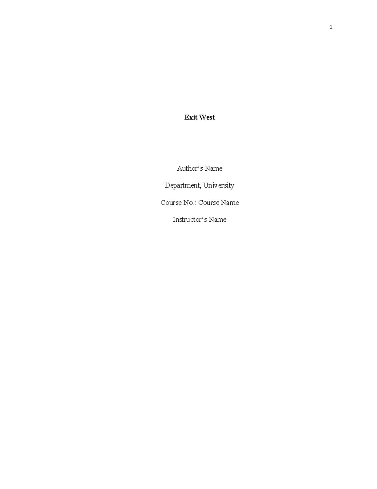 Exit West (Course No.) - Exploring the Concept of Home in the Novel ...