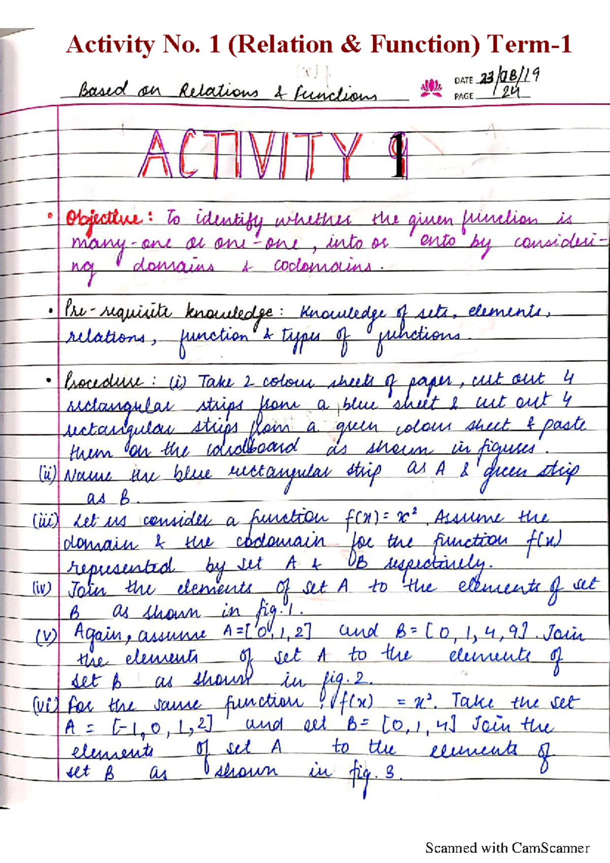 XII Maths Activities for Term-1: Act No. 1-5 (CRPF Public School) - Studocu