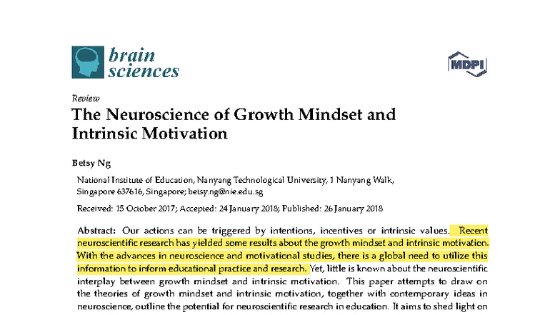 Neuroscience Insights on Growth Mindset & Intrinsic Motivation (Brain ...