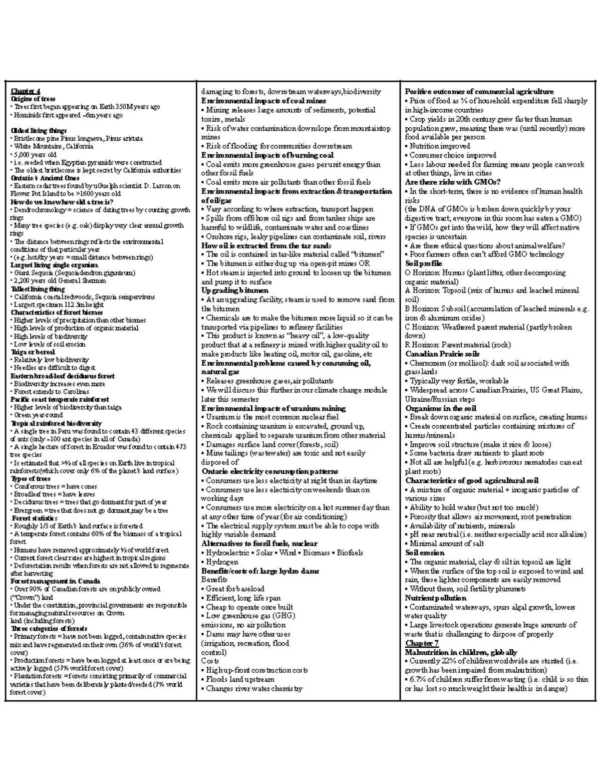 Enviro 101: Cheat Sheet for Tree Origins & Forest Management - Studocu