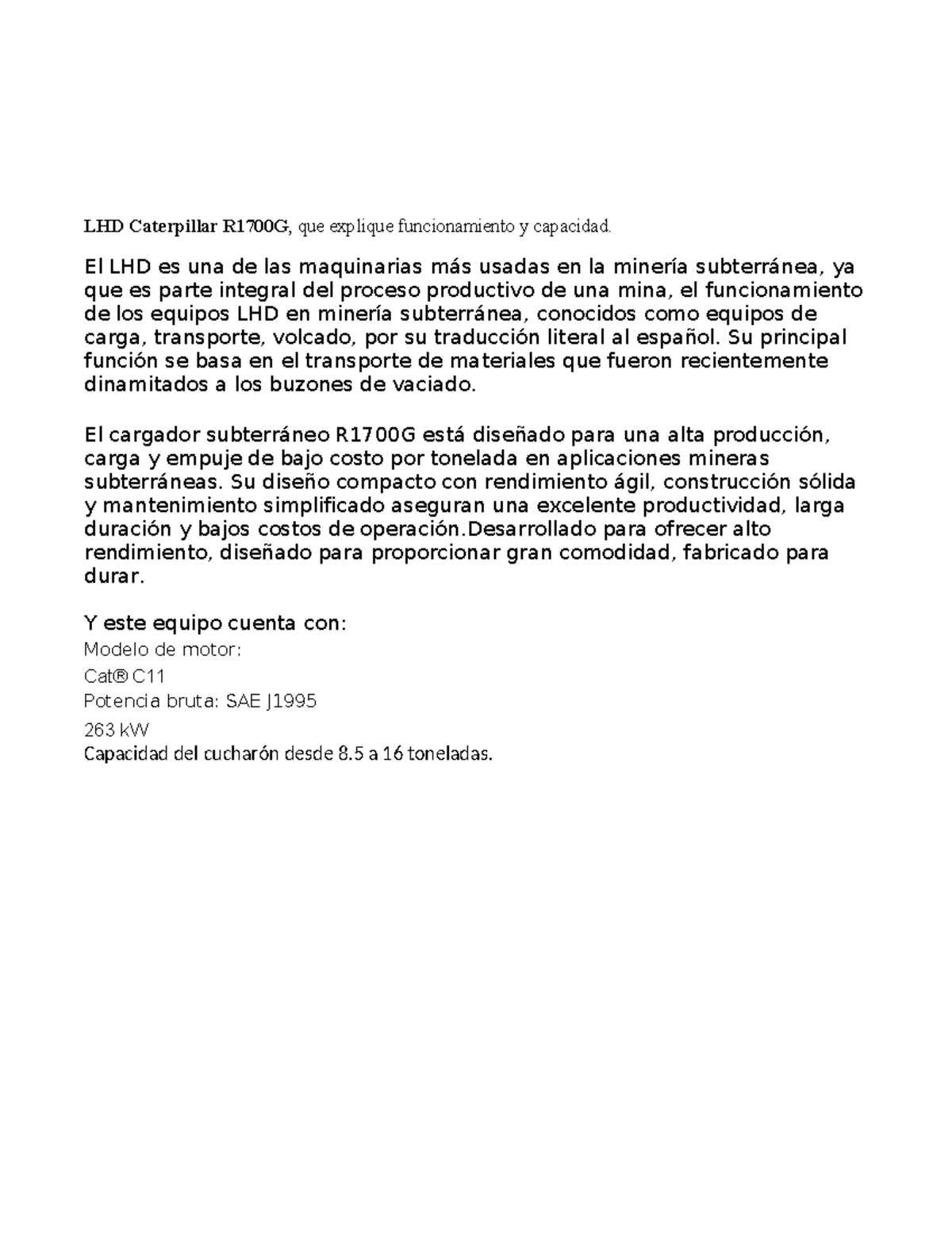 LHD - Funcionamiento y Capacidades del Caterpillar R1700G en Minería ...