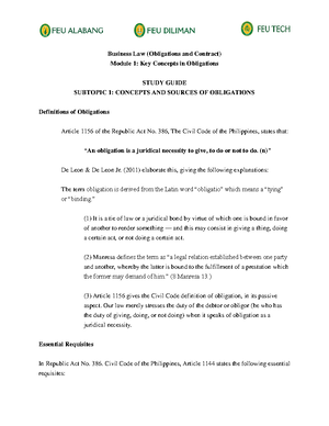 Oblicon - reviewer - OBLIGATIONS AND CONTRACTS Law – is the rule of ...