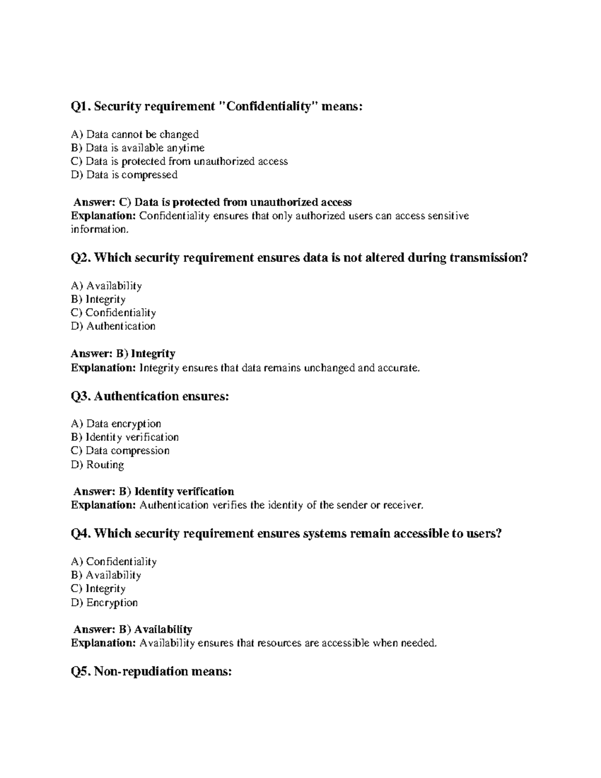 UNIT 4 MCQ - Key Questions on Network Security Concepts - Studocu